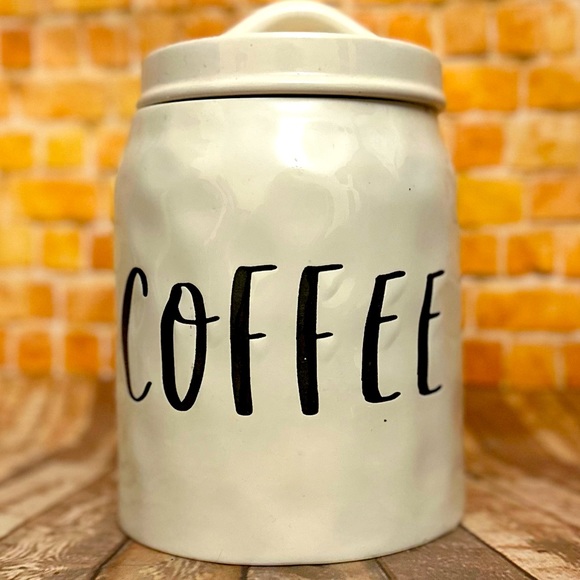 Kitchen | Farmhouse White Coffee Keeper Jar With Black Letters Sealing ...